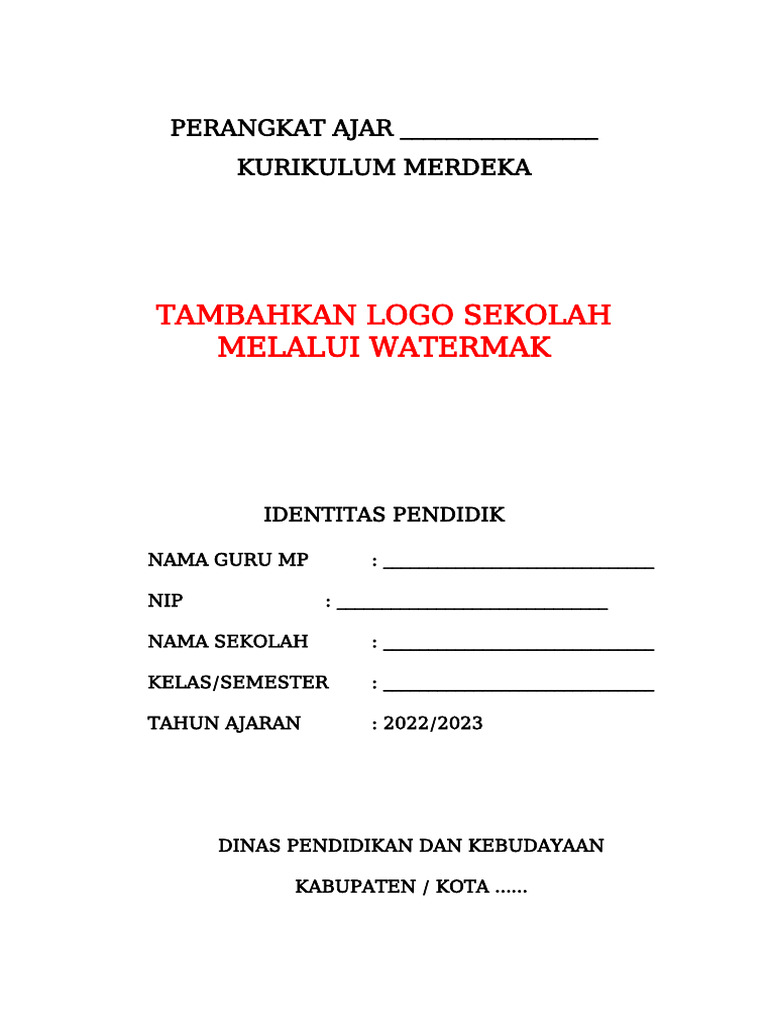 Cover Perangkat Ajar Kurikulum Merdeka | PDF