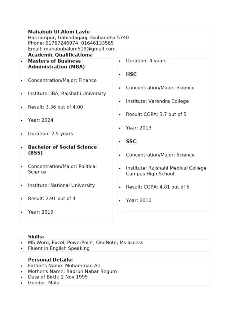 Mahabub Ul Alom Lavlu | PDF