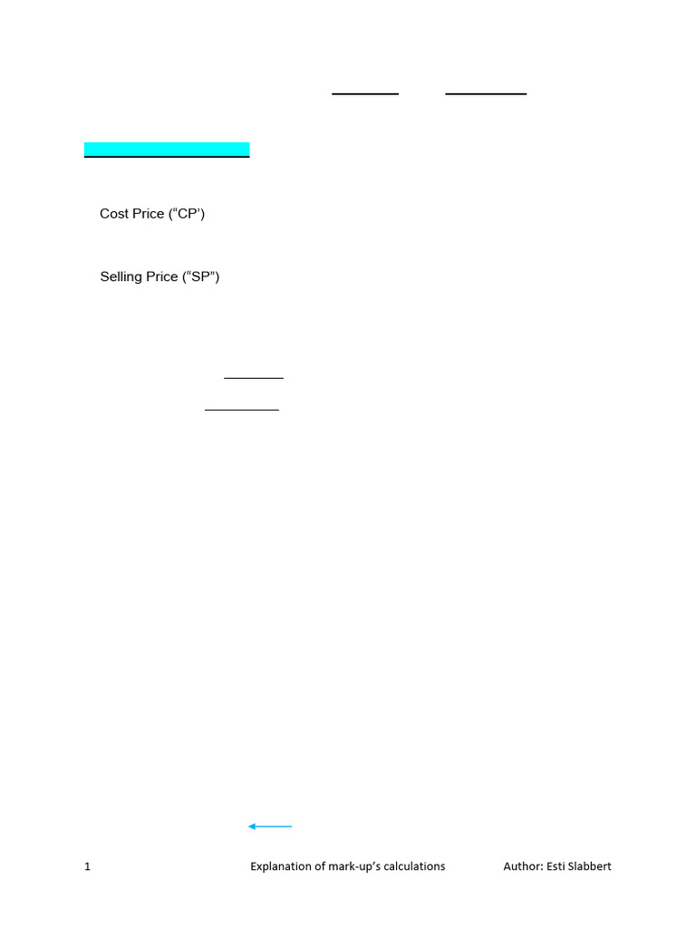 Calculating Mark-Up on Cost and Selling Price | PDF | Prices | Cost