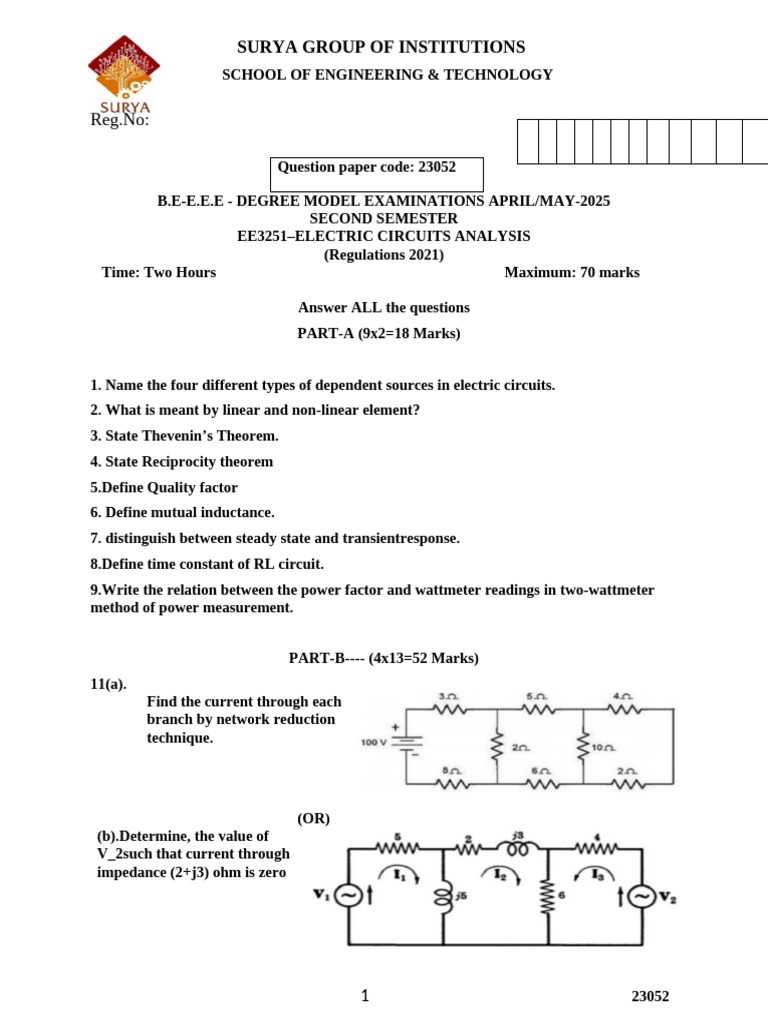 ECA Model Exam Paper - April 2025 | PDF