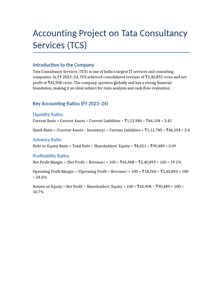 TCS Accounting Project | PDF