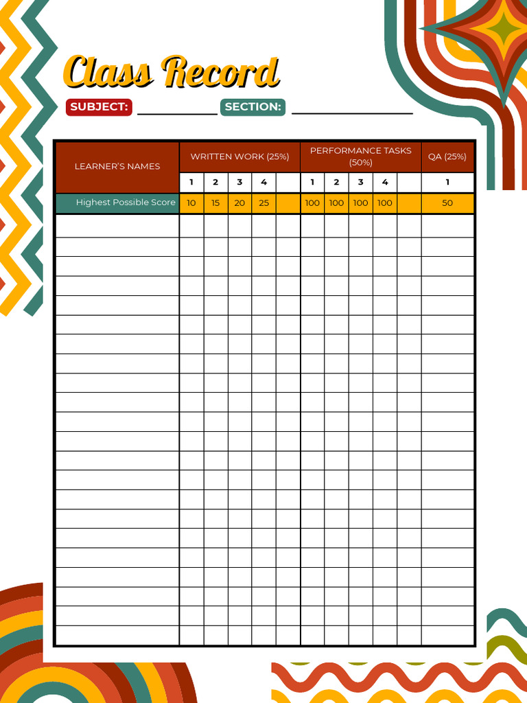 Class Record Background Design | PDF