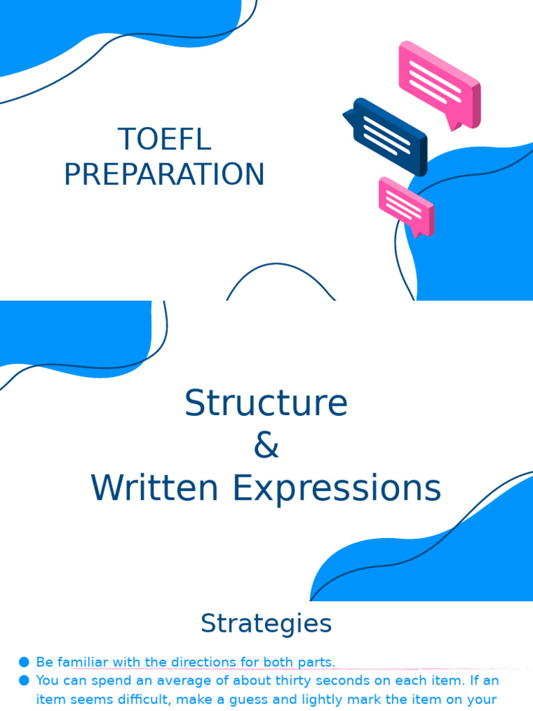 TOEFL Training - Structure & Written Expression and Reading Comprehension | PDF | Verb | Adjective