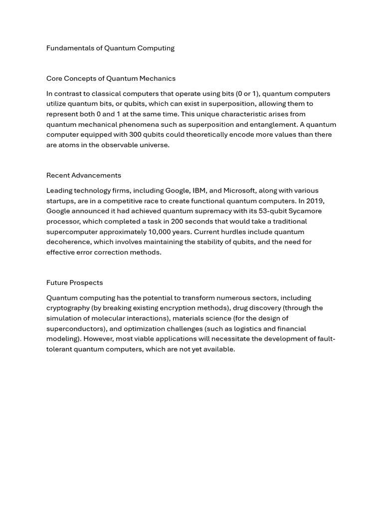 Quantum Computing Fundamentals | PDF