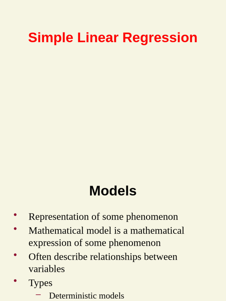 Simple Linear Regression | PDF | Errors And Residuals | Linear Regression