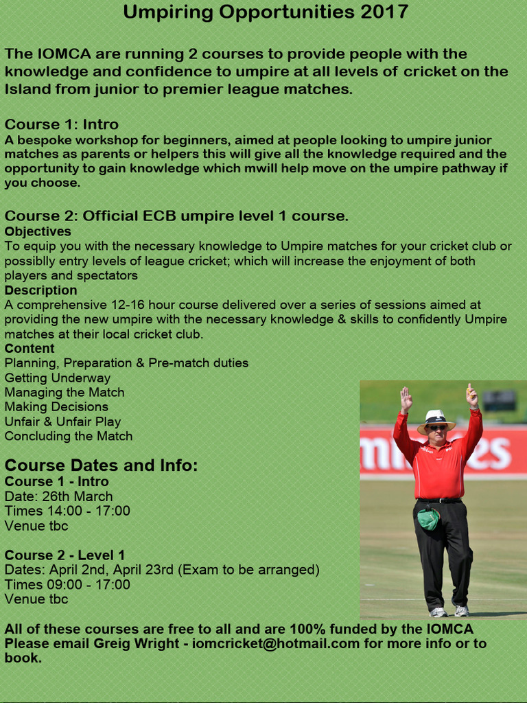 Umpires Courses 2018 | PDF