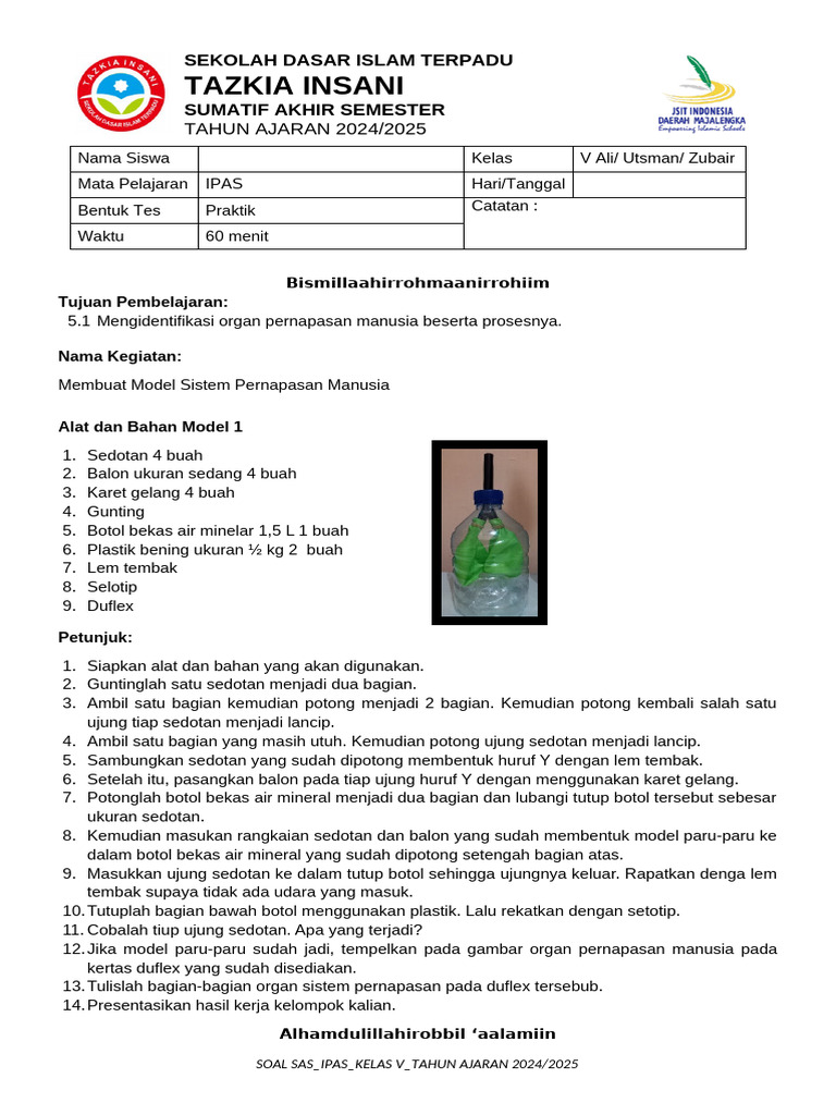 Soal Sas_kelas V_praktik Ipas Fix | PDF