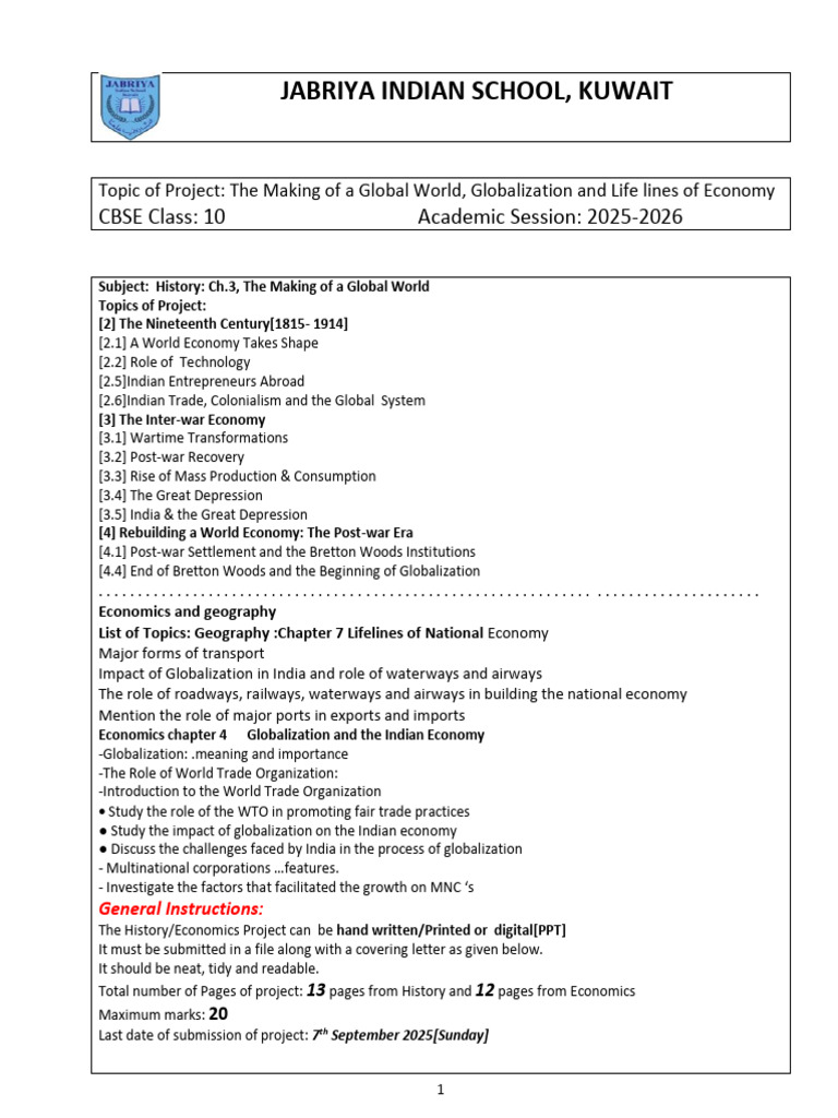 Globalization Project for Class 10 | PDF | Globalization | World Trade ...