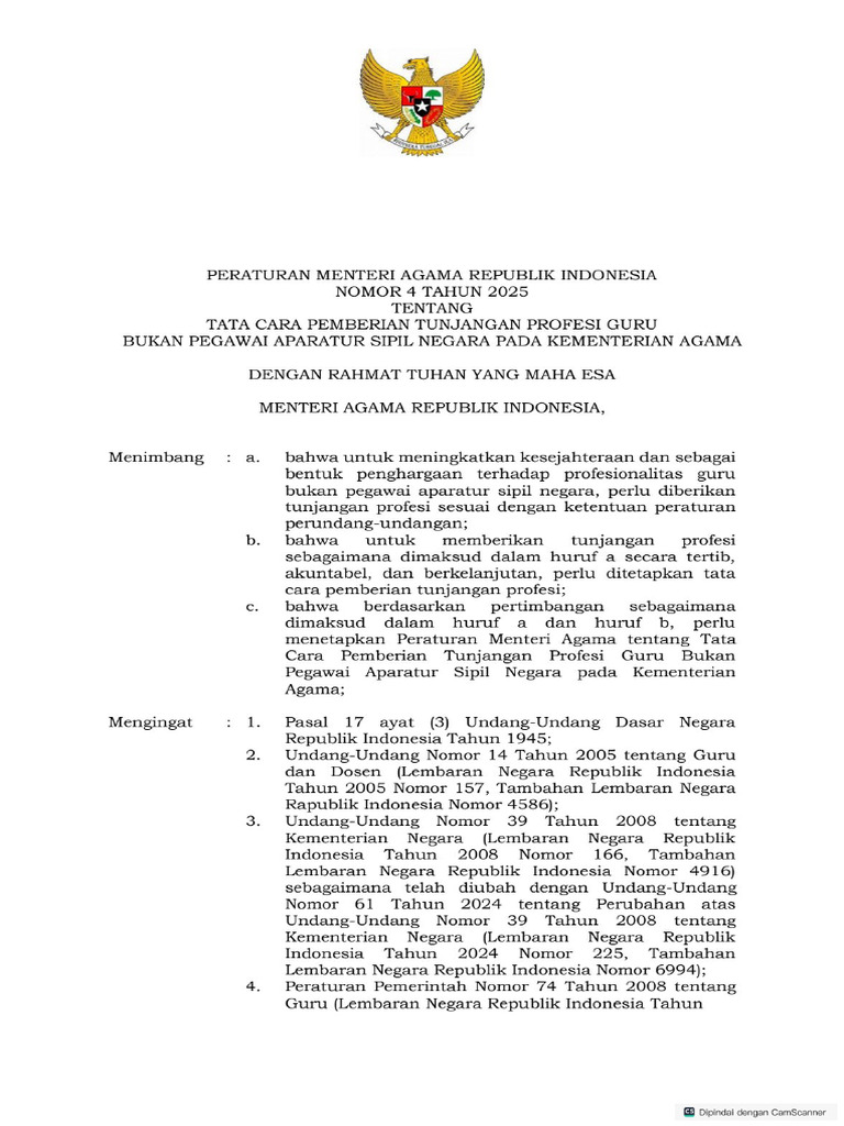 Pma 4 Tahun 2025 | PDF