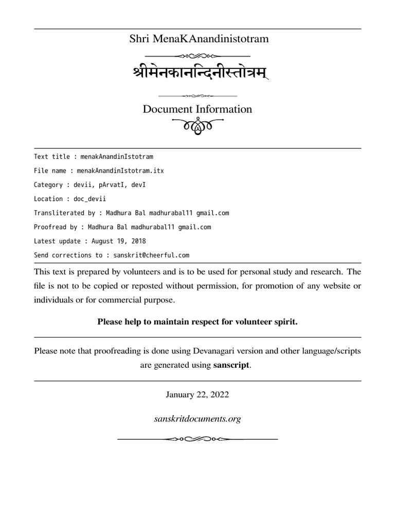 Menak Anandin Istotram | PDF