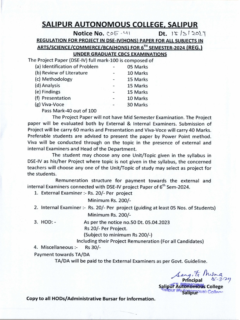 Regulation For Project in Dse - IV Project | PDF