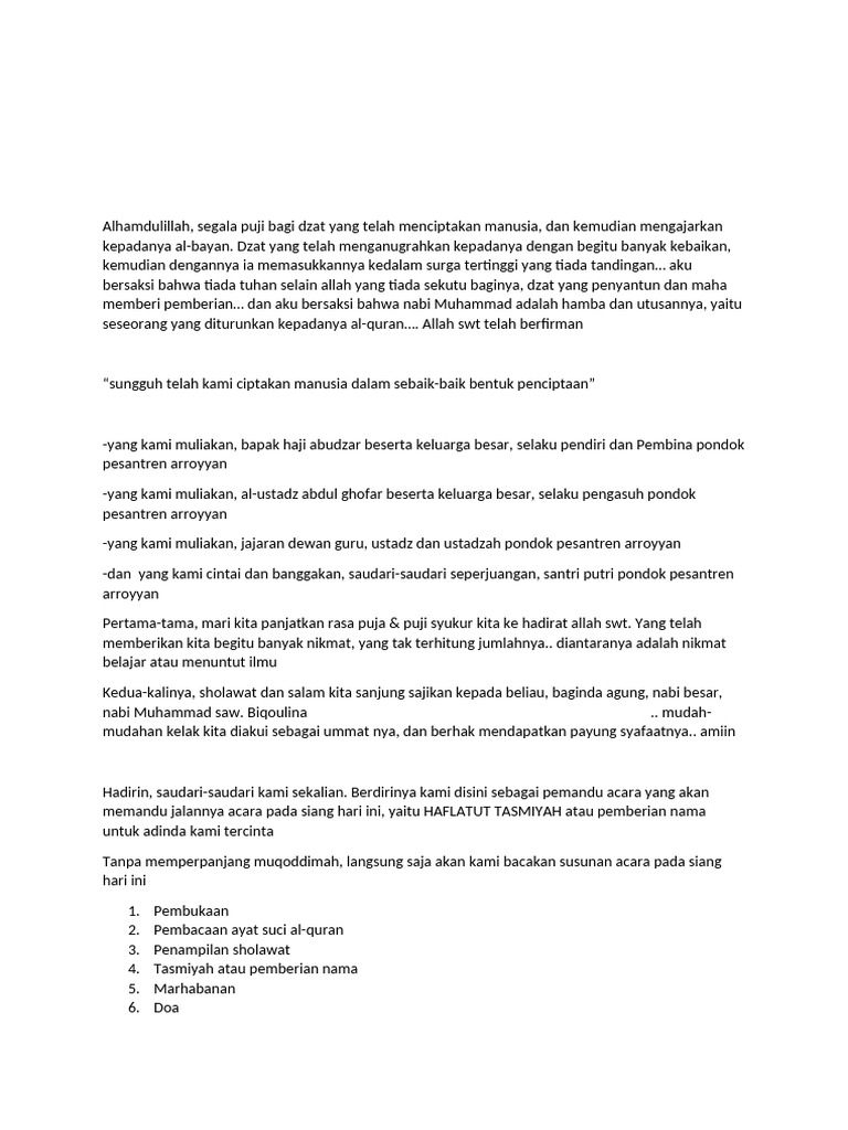 Text MC Tasmiyah | PDF