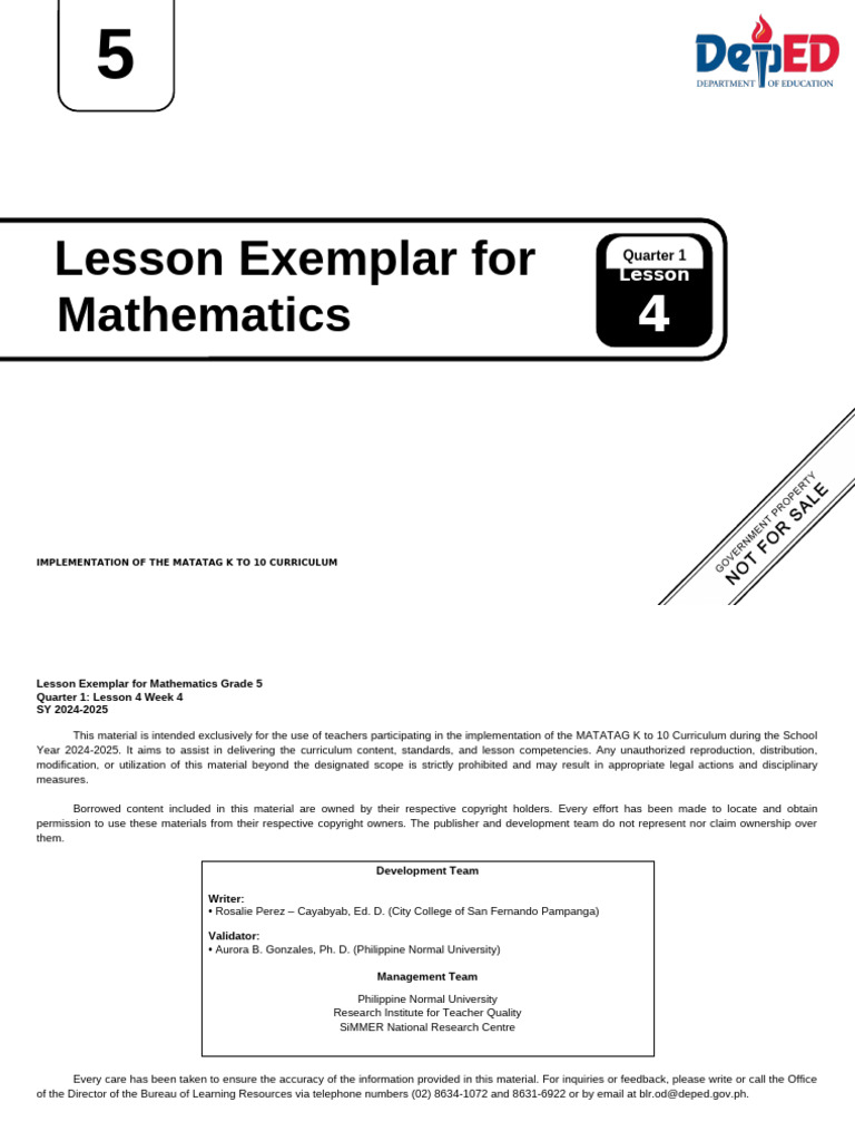 Math-5 Lesson-4 Week 4 | PDF | Mathematics | Arithmetic