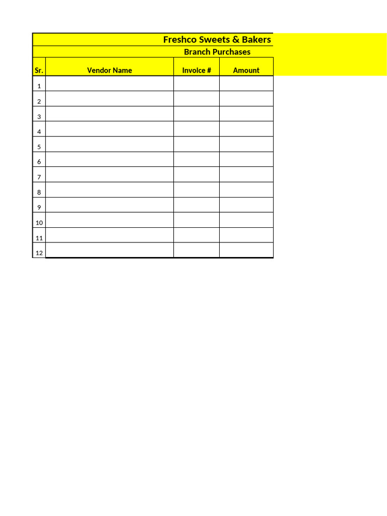 Freshco Sweets & Bakers Expense Report | PDF