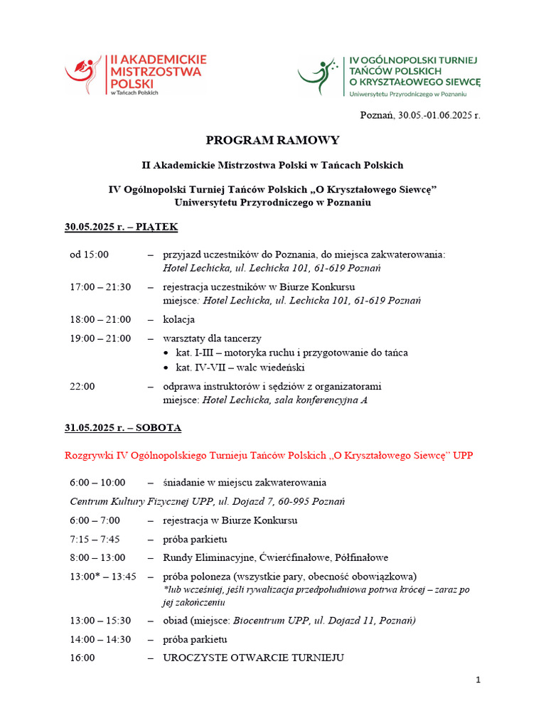 2025 Ramowy Program I Turniej UPP AMP | PDF