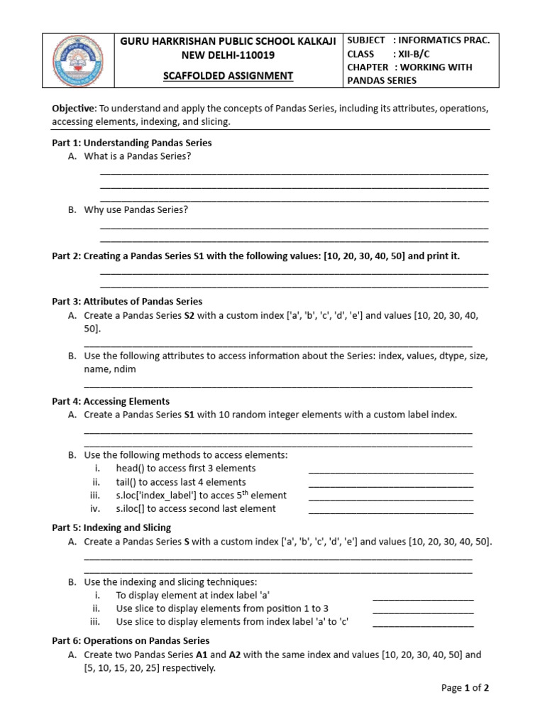 Pandas Series Scafolded Assignment | PDF | Computer Programming ...