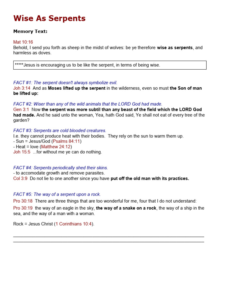 Wise As Serpents | PDF