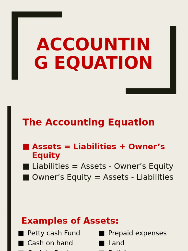 Accounting Equation | PDF | Equity (Finance) | Financial Transaction