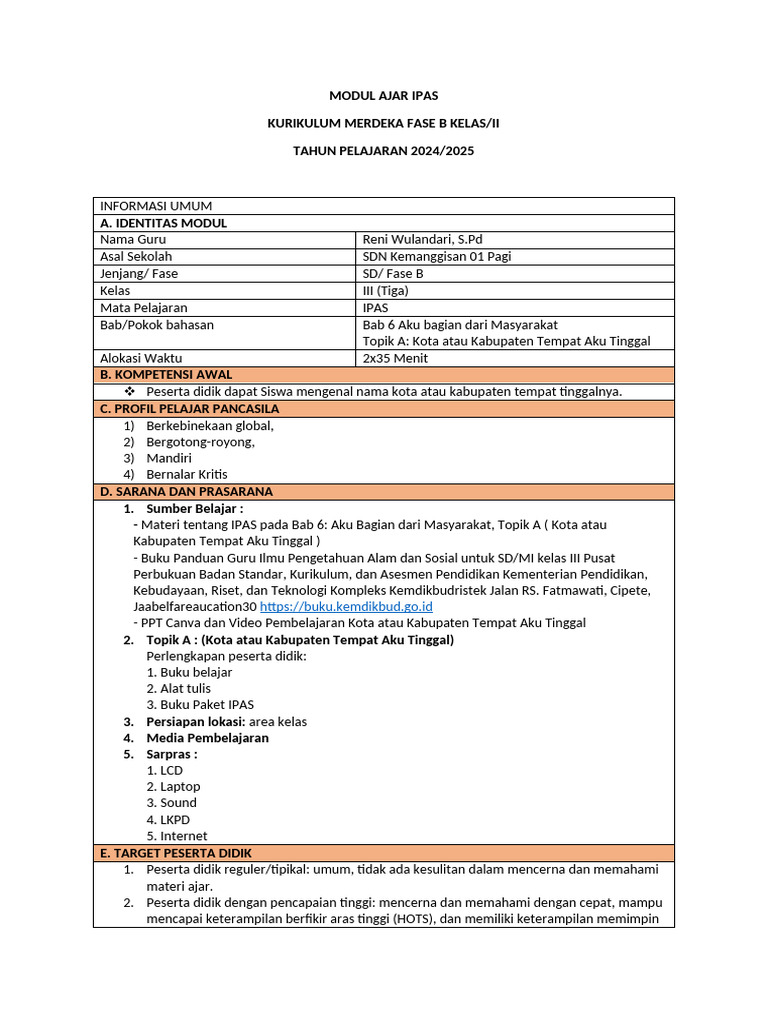 Modul Ajar IPAS Kelas III Kurikulum Merdeka | PDF