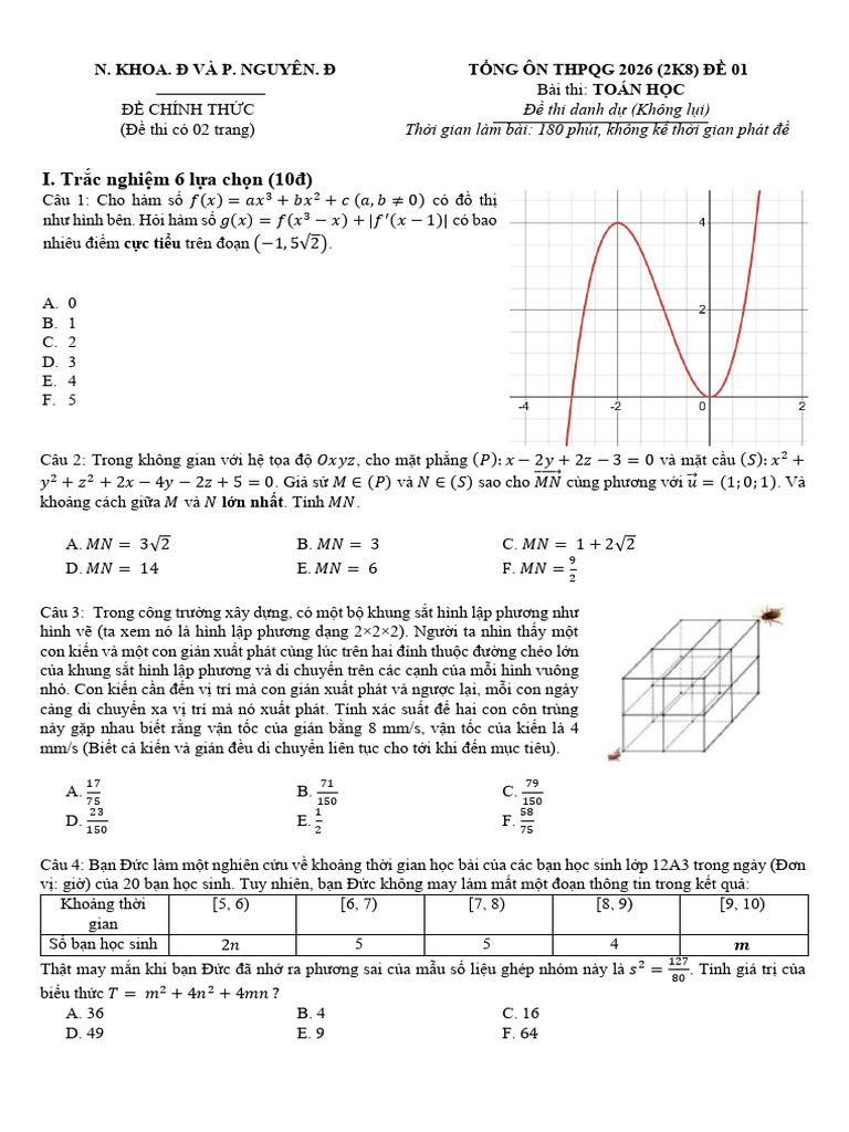 ĐỀ 01 - 2K8 - 2026 | PDF