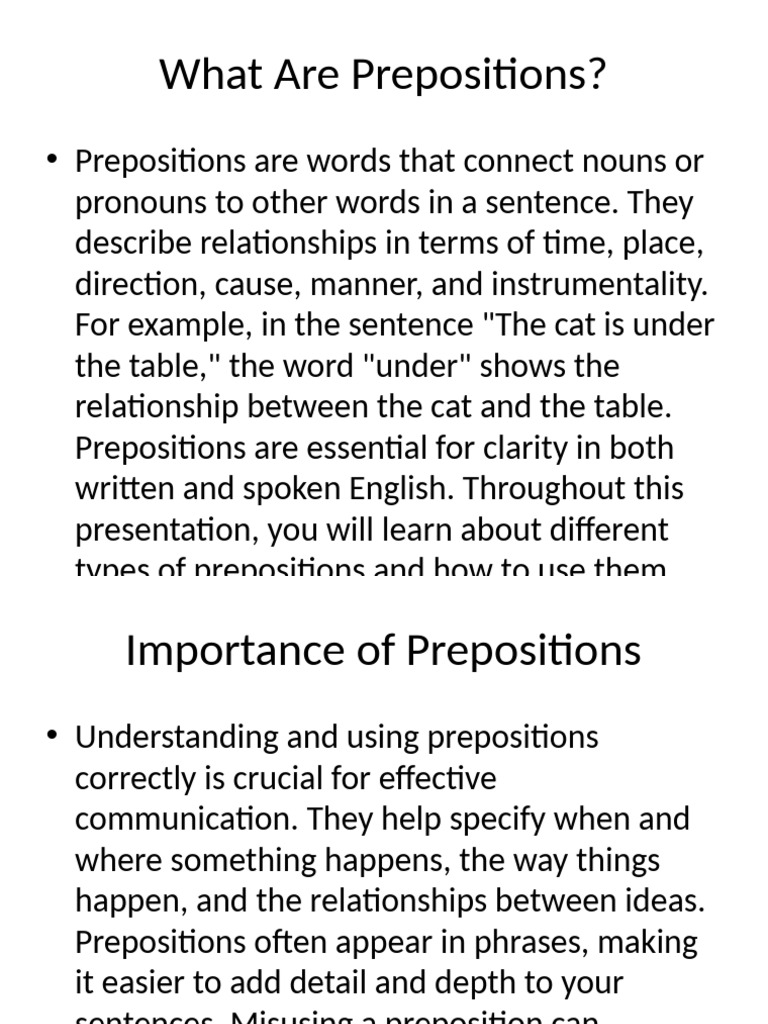 Prepositions Teaching Presentation | PDF | Adverb | Adjective