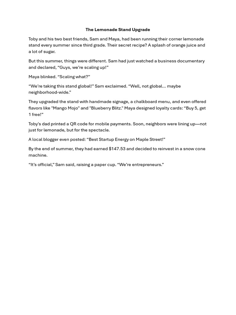 Lemonade Stand | PDF