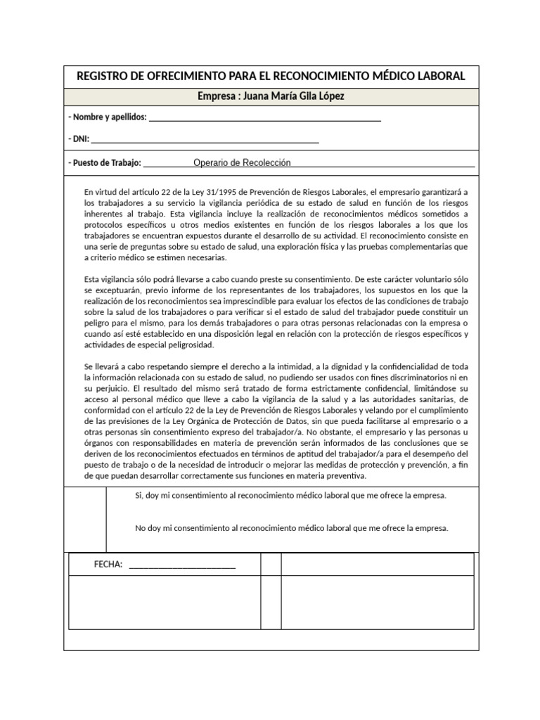 3 Consentimiento RML | PDF | Derecho laboral | Empleo