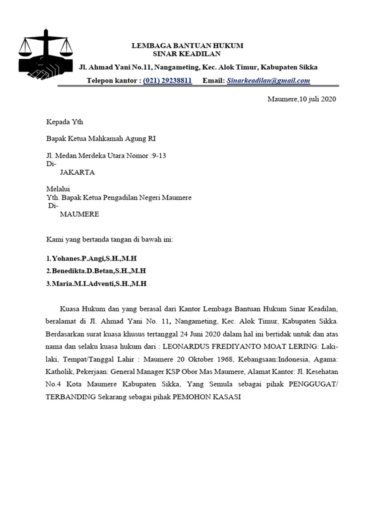 Permohonan Kasasi Leonardus F. Moat Lering | PDF
