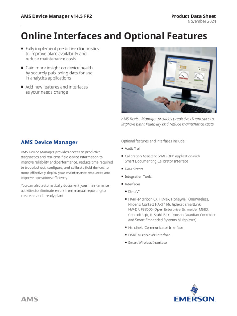 Product Data Sheet Online Interfaces Optional Features Ams en 38380 ...