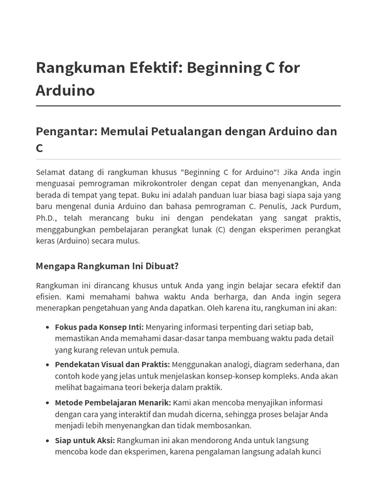 Panduan Pemrograman C untuk Arduino | PDF