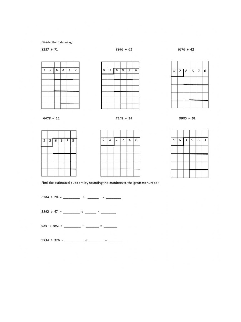 Estimate Quotients (Liveworksheets) | PDF