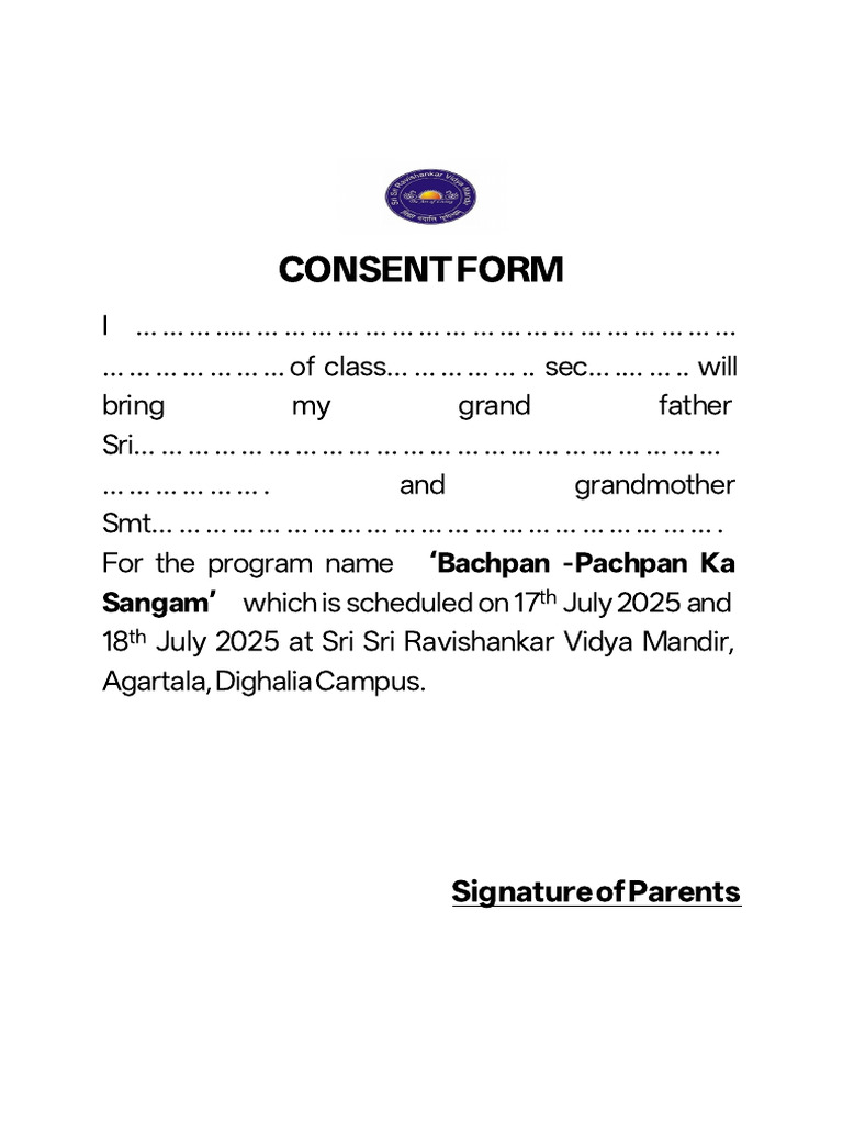 Consent Form for Bachpan Program | PDF