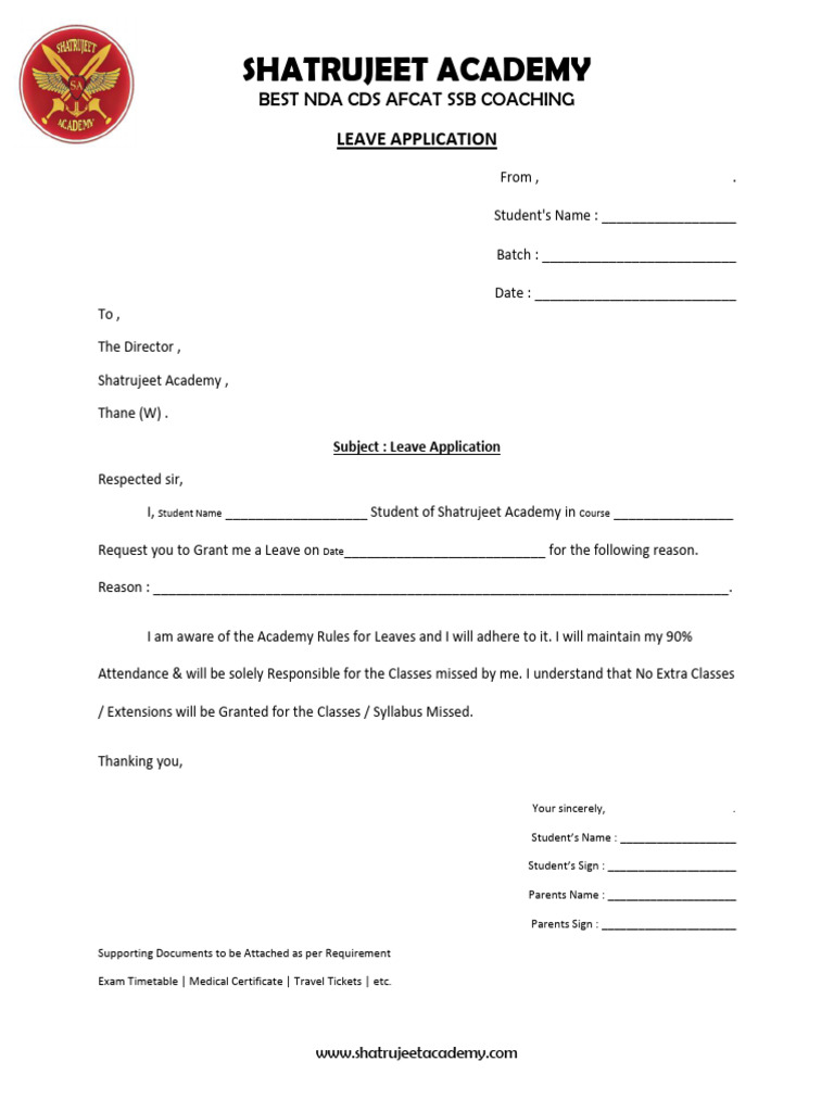 Leave Letter Sample | PDF