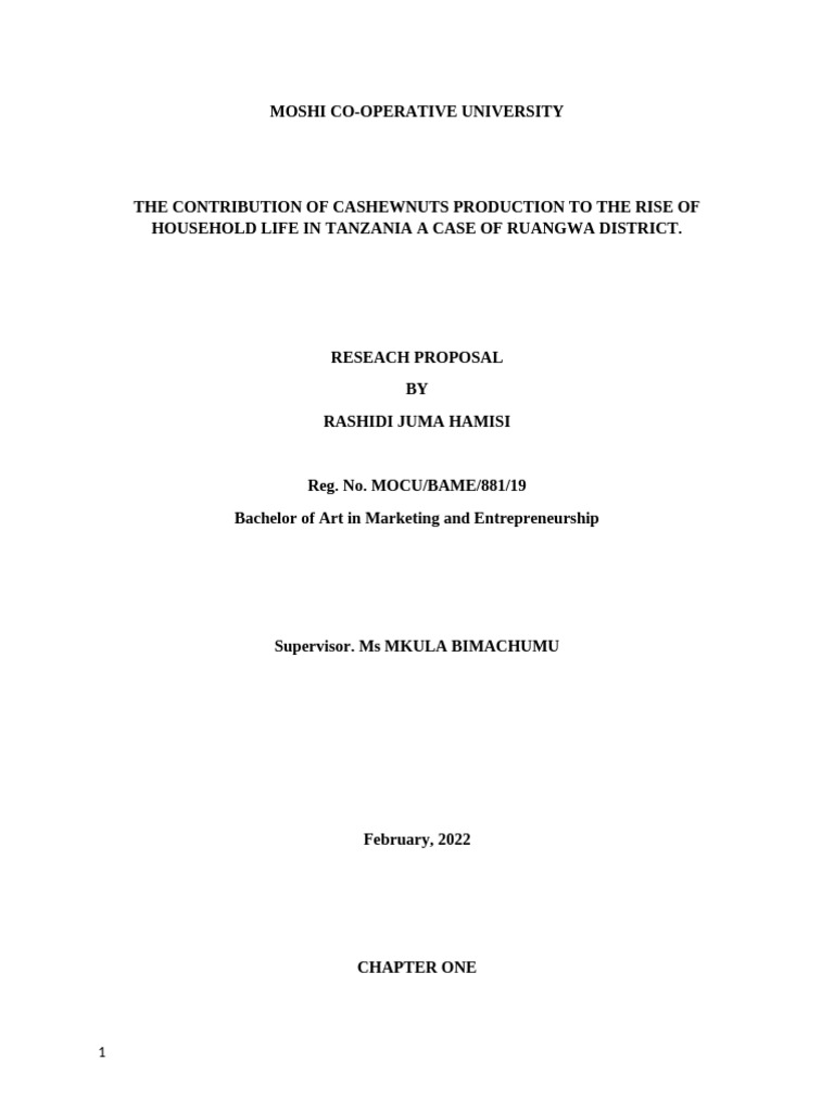 Rashidi Juma Hamisi Research Proposal Copy 1 | PDF | Production ...
