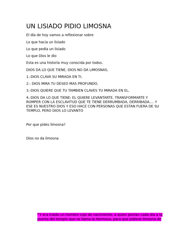 Un Lisiado Pidio Limosna | PDF | Dios | Salmos