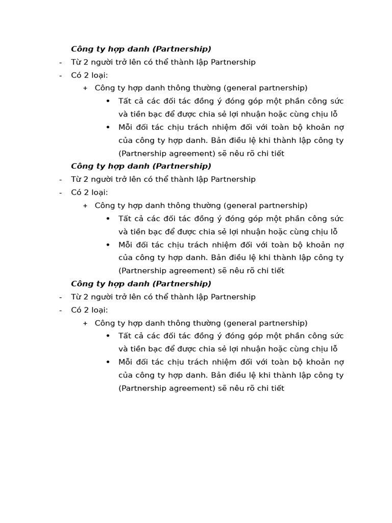 Công Ty H P Danh (Partnership) | PDF