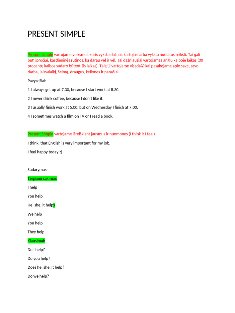 Present Simple2 | PDF