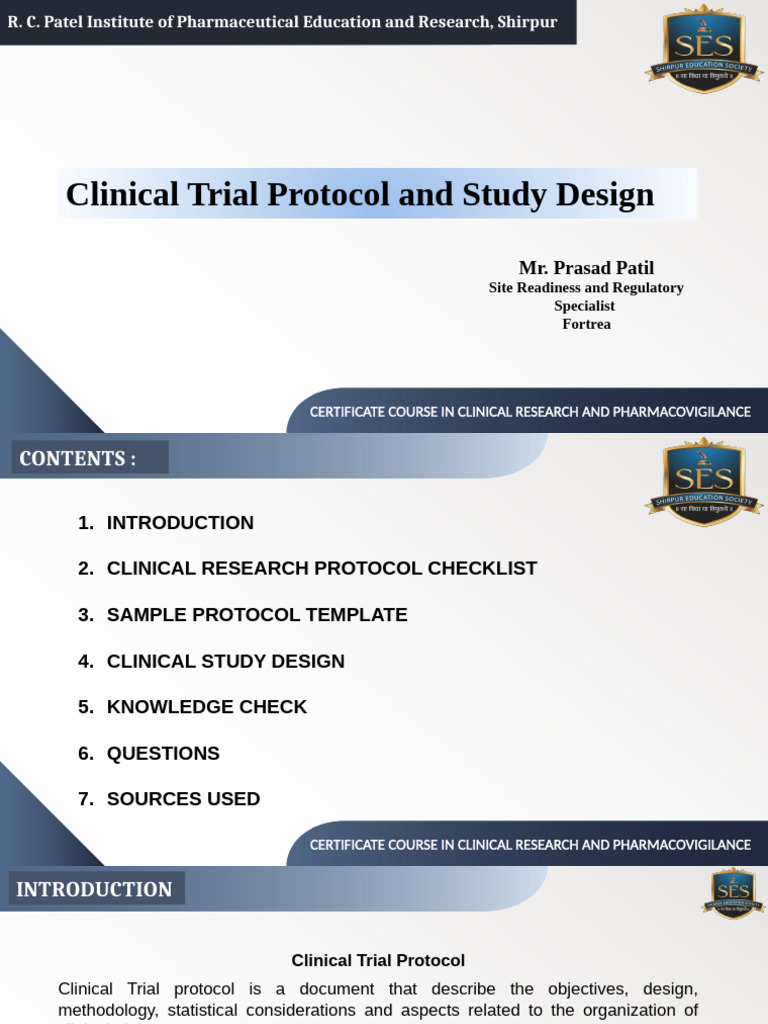 Clincial Trial Protocol and Study Design - Prasad Patil | PDF ...