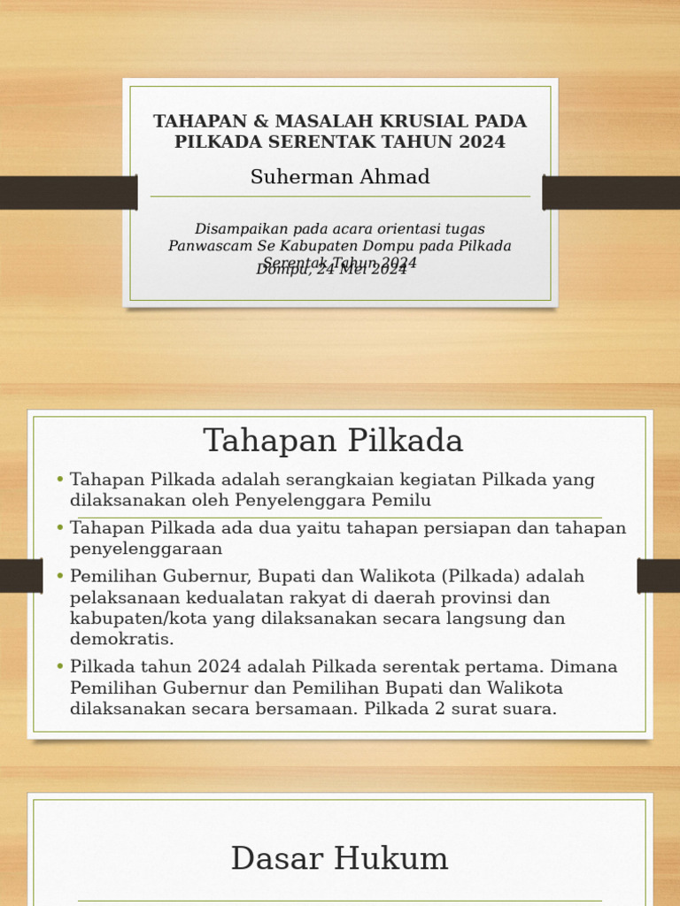 Tahapan Pilkada 2024 dan Isu Krusial | PDF