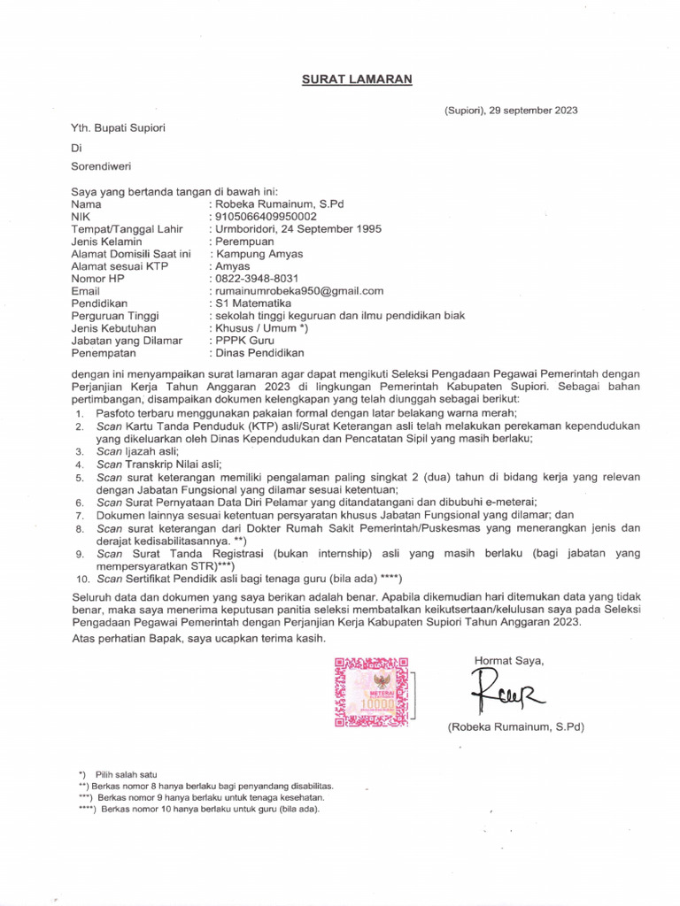 1 Surat Lamaran | PDF