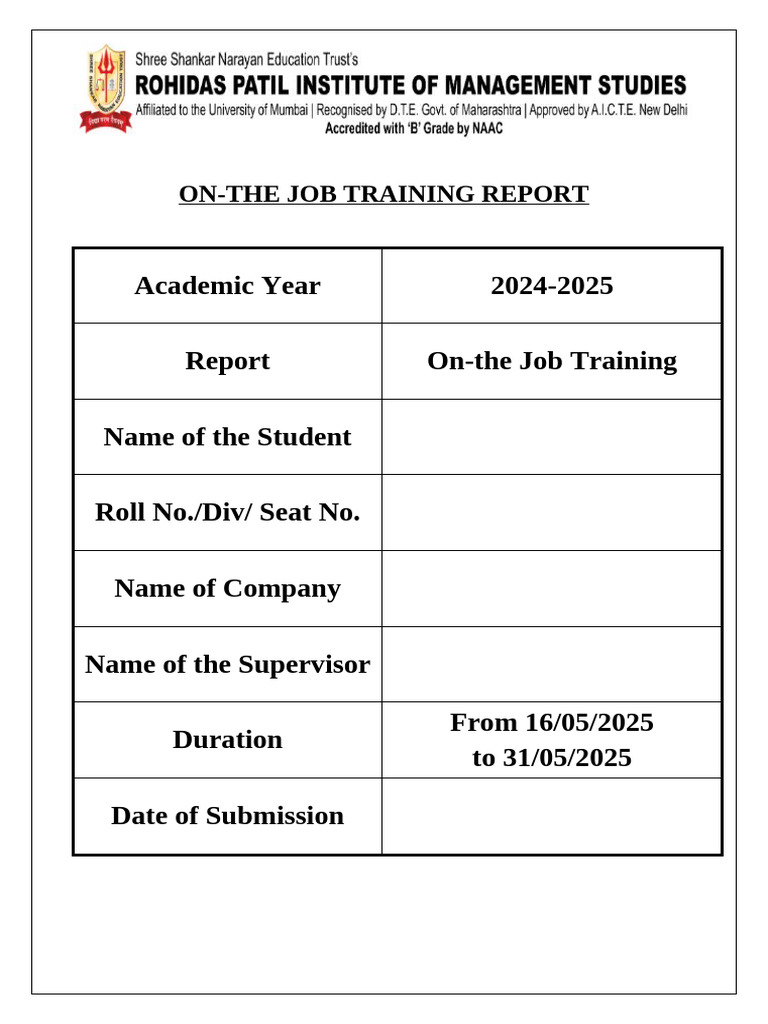 OJT Report Format for Students | PDF