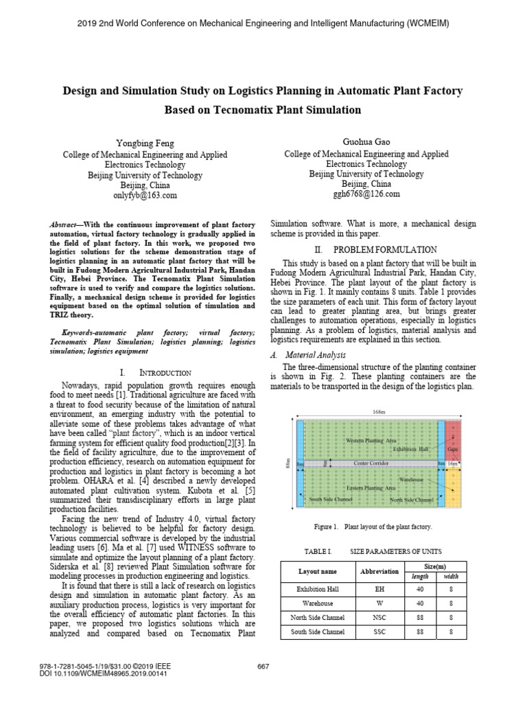 Design and Simulation Study On Logistics Planning in Automatic Plant ...