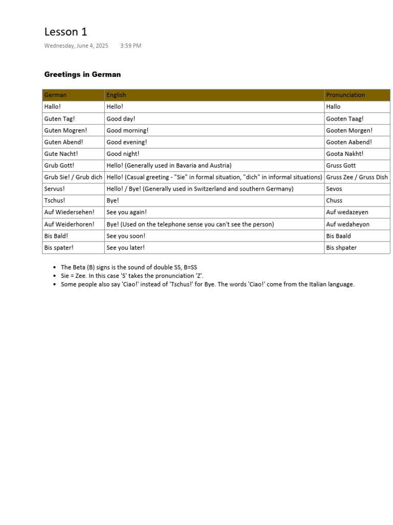 Common German Greetings Explained | PDF