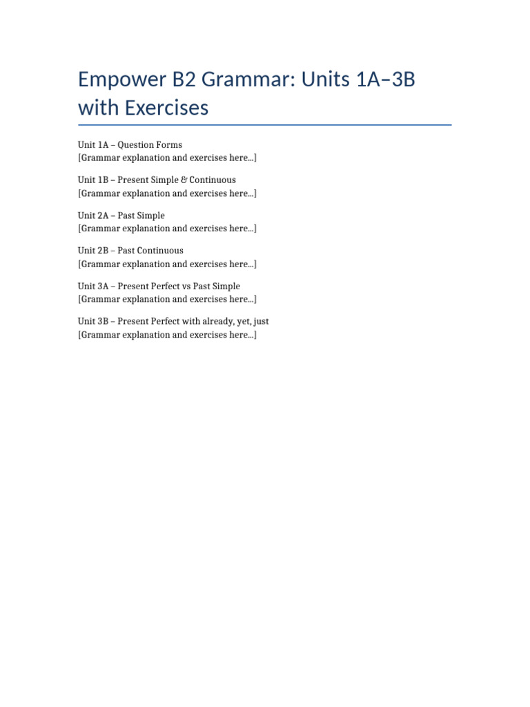 Empower B2 Grammar Units 1A-3B With Exercises | PDF