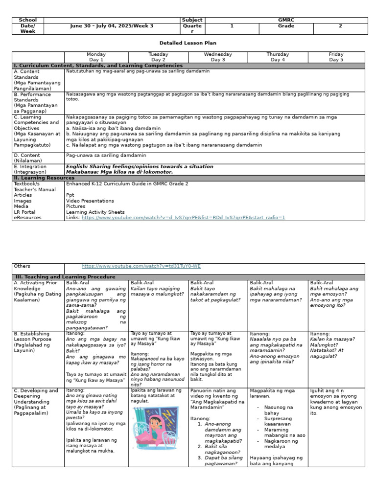 DLL GMRC2 Q1 Wk3 | PDF