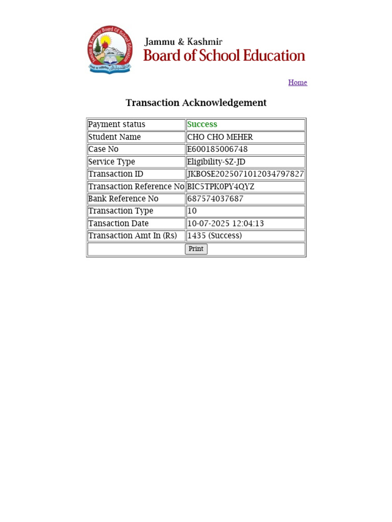 Transaction Acknowledgement: Success | PDF