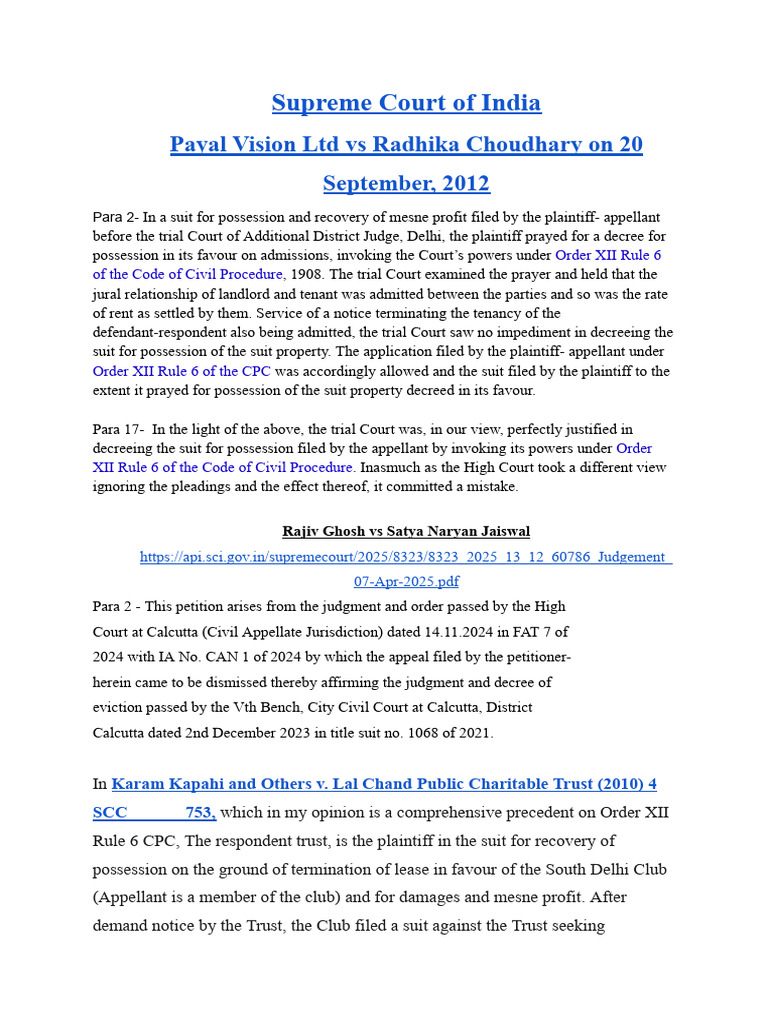 Order 12 Rule 7 | PDF | Lawsuit | Lease