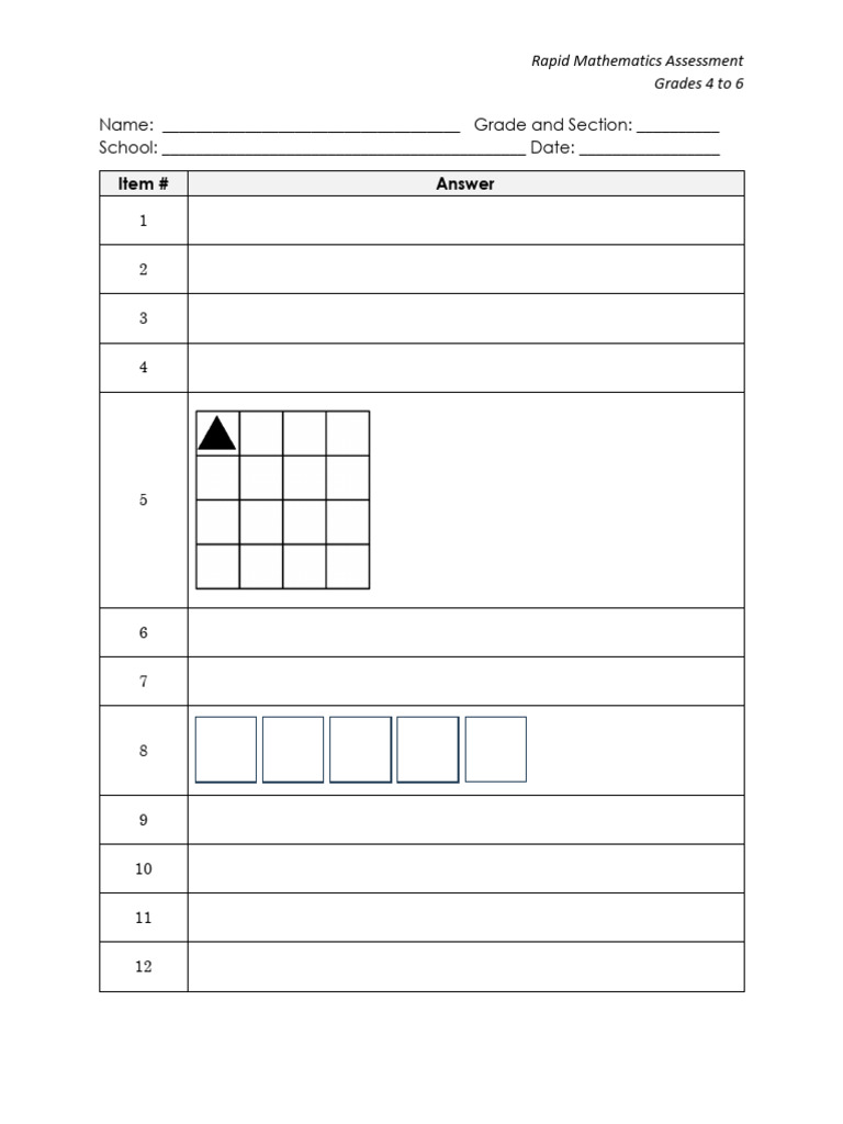 RMA KS2 Answer Sheet | PDF