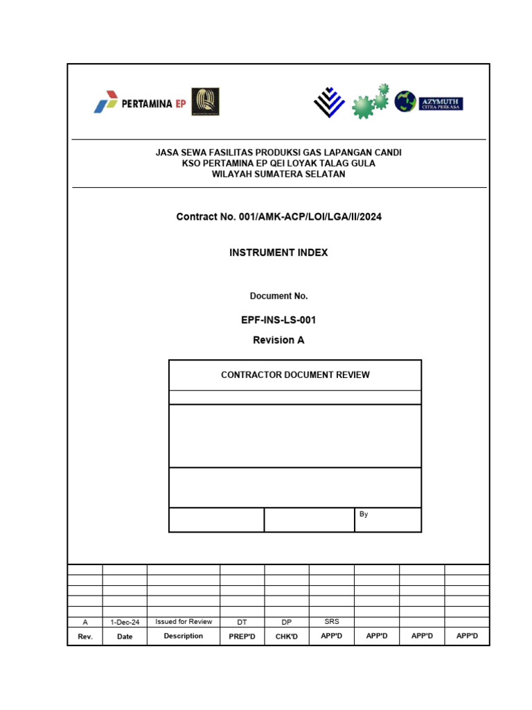 EPF-InS-LS-001 Instrument Index Rev.a 01122024 | PDF | Pressure | Gases