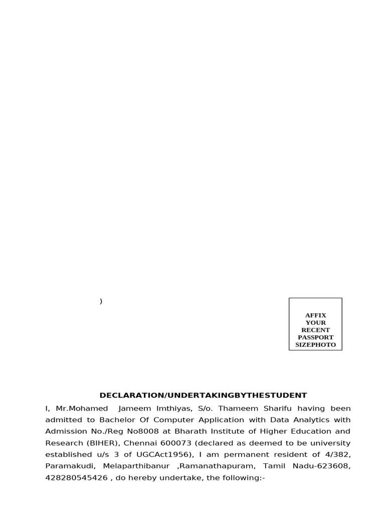 Undertaking Form & Affidavit 2024-2025 | PDF | Affidavit | Justice